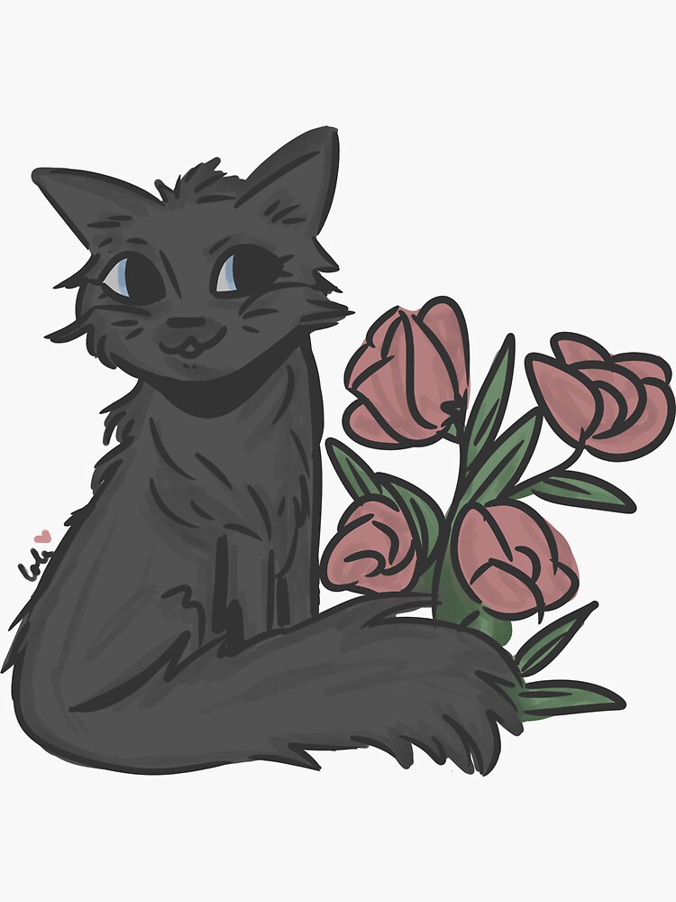 "Cat with roses" Sticker by ArtbyCole | Redbubble