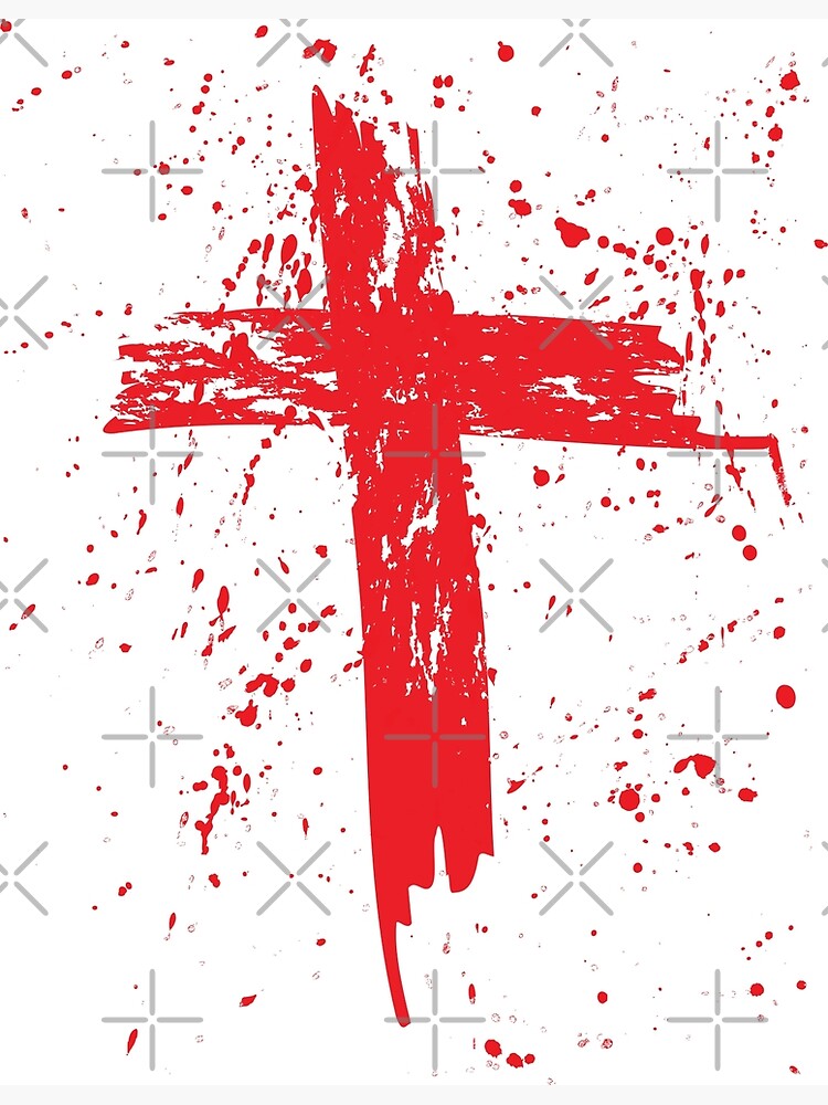 "Red Grunge Cross with Red Splats" Poster for Sale by StudioBlack ...