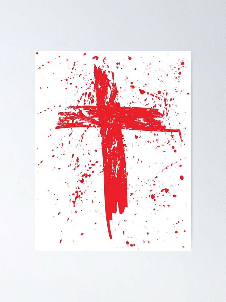 "Red Grunge Cross with Red Splats" Poster for Sale by StudioBlack ...