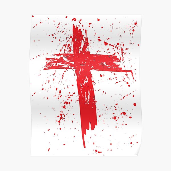 "Red Grunge Cross with Red Splats" Poster for Sale by StudioBlack ...