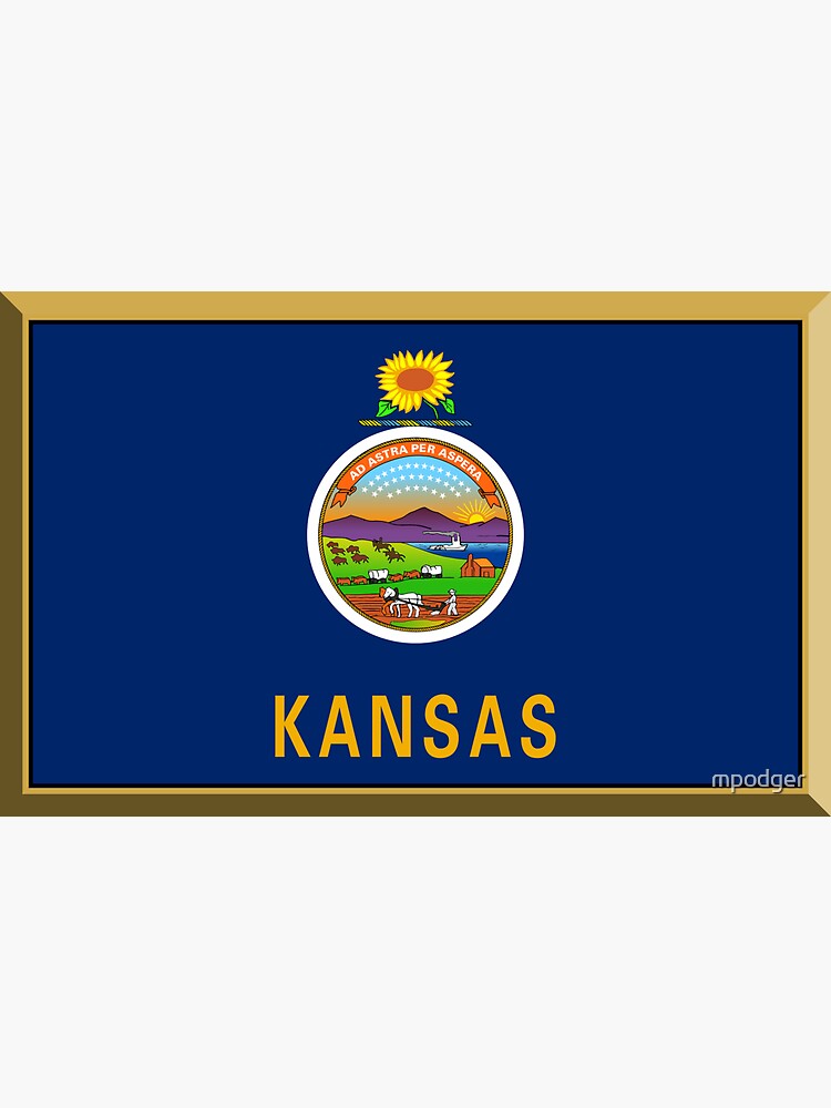 "Kansas State Flag Stickers, Gifts and Products" Sticker by mpodger ...