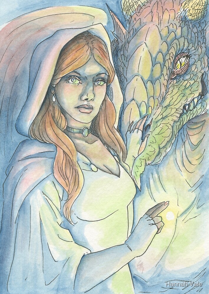 "A Mage and her Dragon" by Hannah Vale | Redbubble