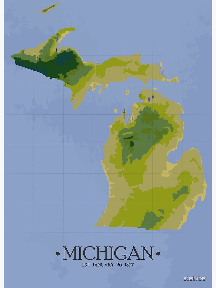 Michigan Topography Michigan Topographic Map STL Model For 3D Printing