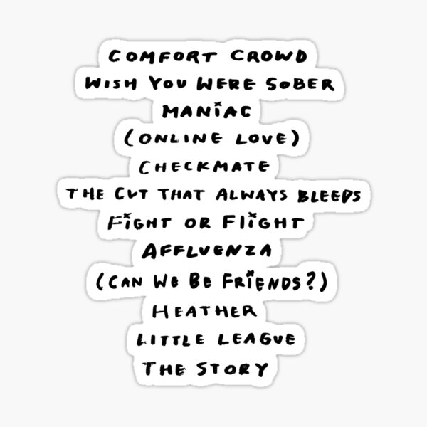 "Kid Krow Tracklist" Sticker for Sale by aestheticqueen | Redbubble
