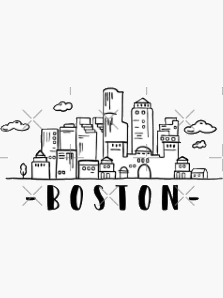 "Boston City Doodle" Sticker for Sale by marblequeen | Redbubble