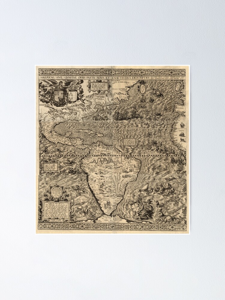 "The 1562 Map of America by Diego Gutiérrez" Poster for Sale by ...