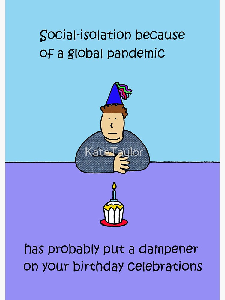 "Coronavirus Self-isolation Birthday Cartoon Humor for Him" Sticker for ...