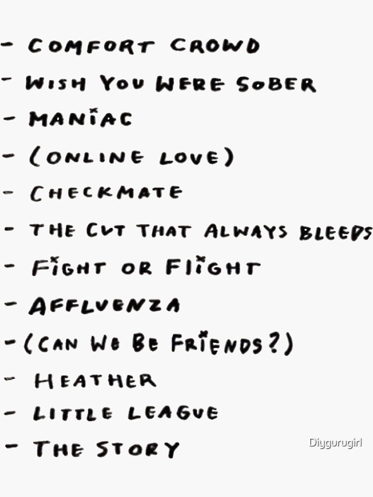 "conan gray kid krow tracklist" Sticker for Sale by Diygurugirl | Redbubble