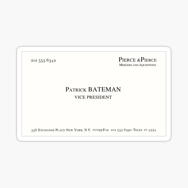 "Patrick Bateman, vice president" Sticker for Sale by Pastryho | Redbubble