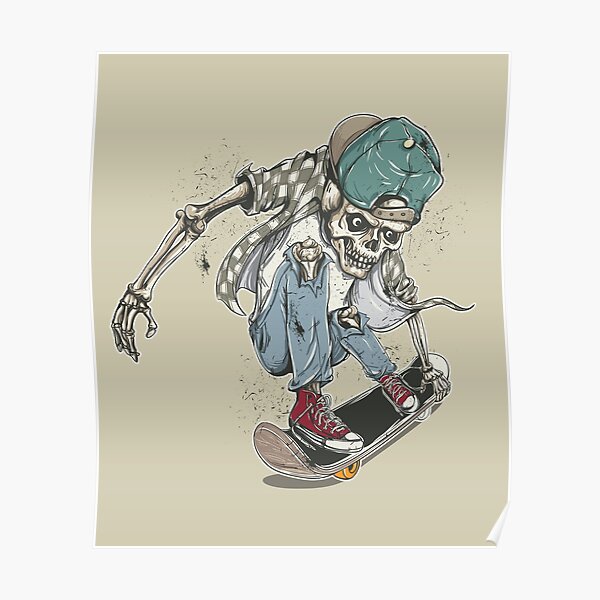 Skeleton Skateboard Posters | Redbubble