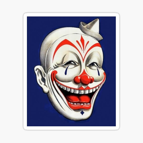 "Vintage Creepy Clown " Sticker for Sale by RBEnt | Redbubble