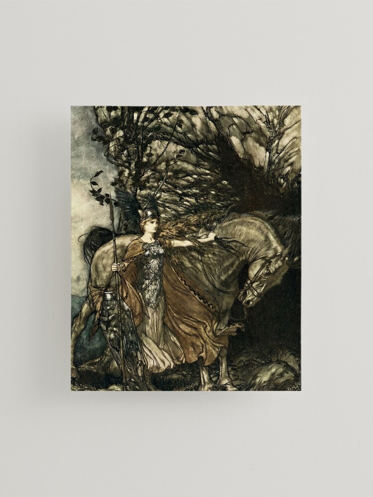 Brunhilde With Her Horse” by Arthur Rackham" Mounted Print for Sale by ...