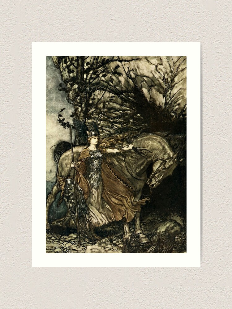Brunhilde With Her Horse” by Arthur Rackham" Art Print for Sale by ...