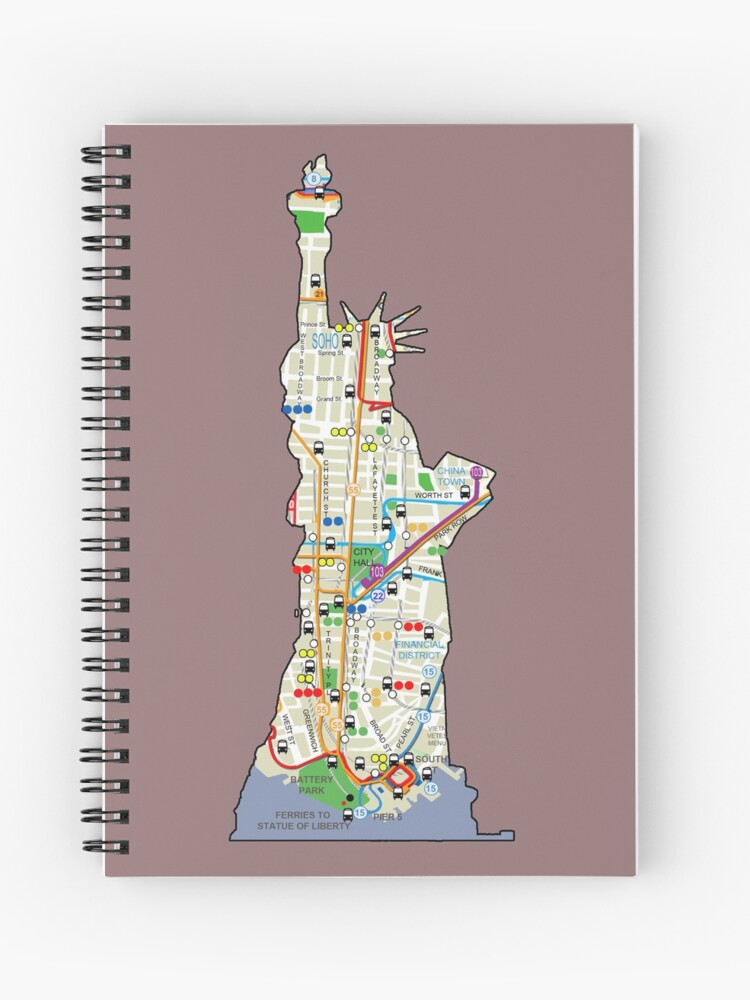 Map Of New York City And Statue Of Liberty