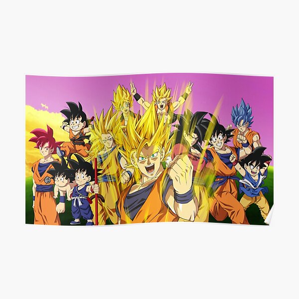 "Dragon Ball Z - Goku Super Saiyan All Forms" Poster by -Kaori | Redbubble