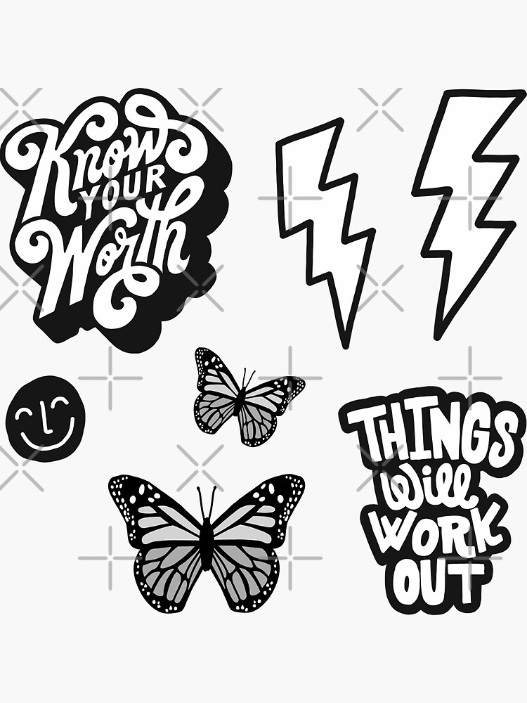 "Copy of Trendy Sticker Pack: black & white" Sticker by abbyconnellyy ...
