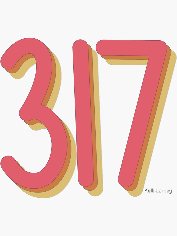 "317 indianapolis area code warm colors" Sticker for Sale by kacarne1 ...