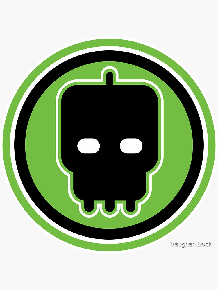 "Alien skull logo on graffiti wall" Sticker by vaughanduck | Redbubble