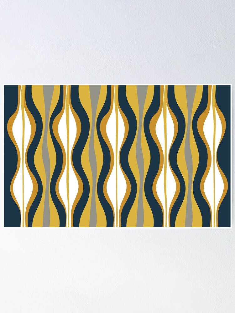 "Hourglass Abstract Midcentury Modern Pattern in Mustard Yellow, Navy ...