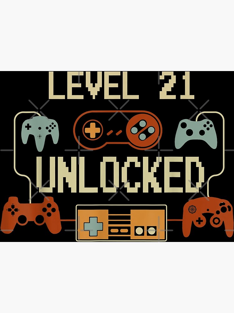"Level 21 Unlocked 21 Years Old Vintage Gamer 21th Birthday gifts ...