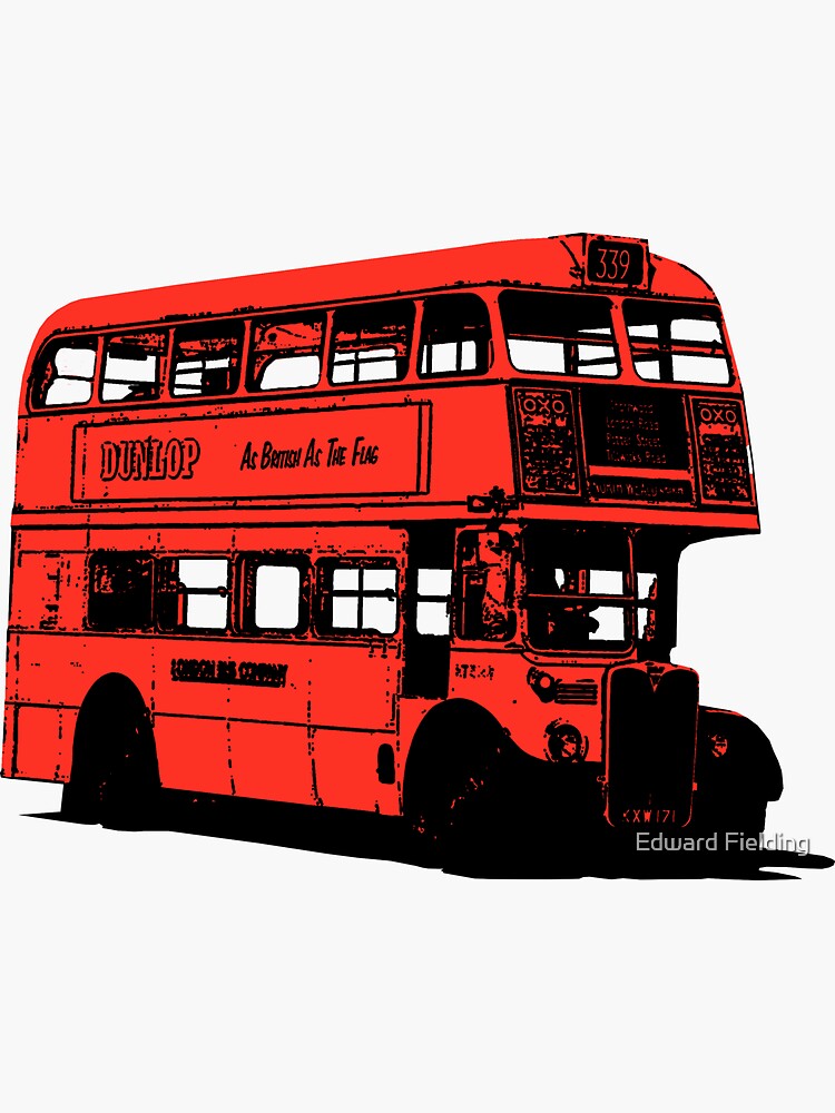 "Vintage Red Double Decker London Bus" Sticker for Sale by Edward ...