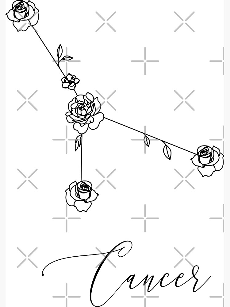 "Cancer zodiac constellations flower line art. Minimalist print ...