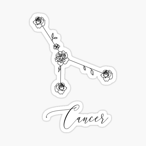 "Cancer zodiac constellations flower line art. Minimalist print ...