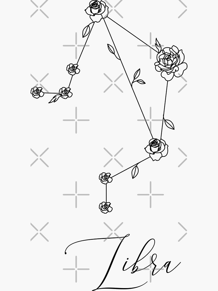 "Libra zodiac constellations flower line print. Minimalist print ...