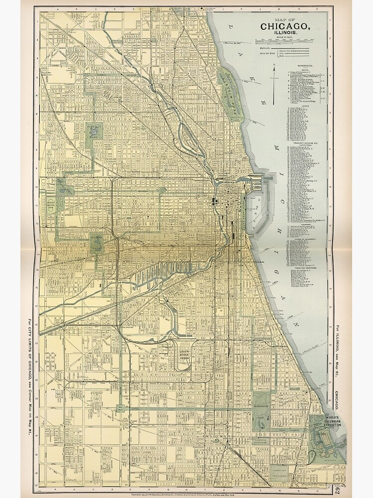 Vintage Map of Chicago (1891) Premium Matte Vertical Poster sold by ...