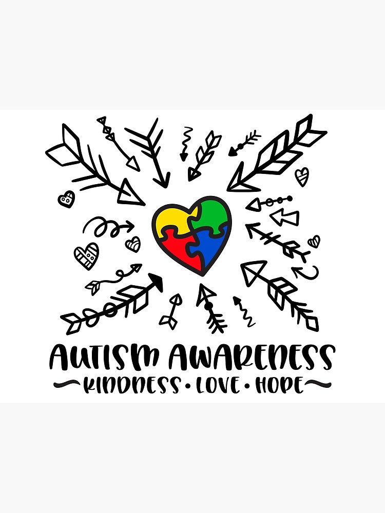 "Autism, autism awareness, kindness love hope, rainbow puzzle ribbon ...