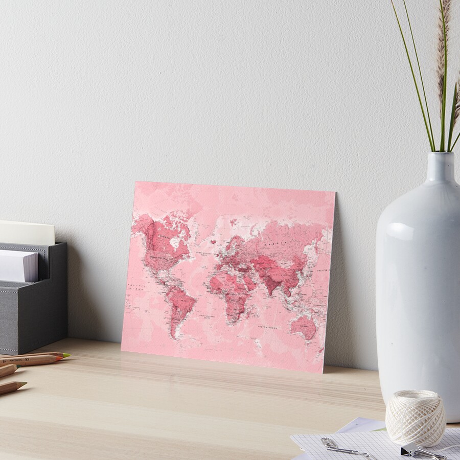 "Pink World Map" Art Board Print for Sale by alexvoss | Redbubble