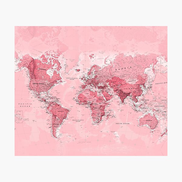"Pink World Map" Photographic Print for Sale by alexvoss | Redbubble
