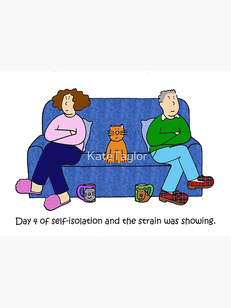 "The Strain of Self-isolation, Cartoon Couple." Sticker for Sale by ...