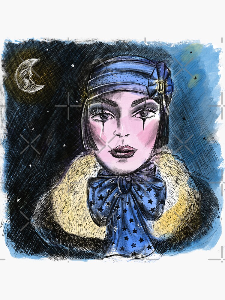 "Vintage style pastel colour Pierrot girl" Sticker for Sale by ...