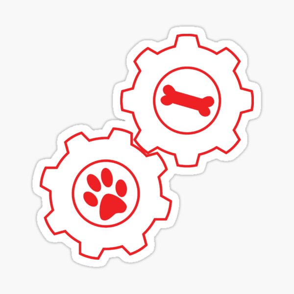 "Mechanical Engineering Pup With Gear Cogs - No Wording in Red" Sticker ...