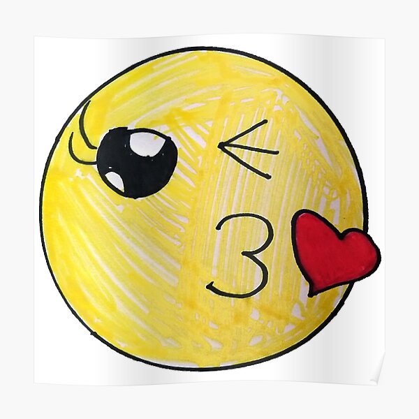 "Emoji Kiss Face Drawing" Poster by zariast | Redbubble