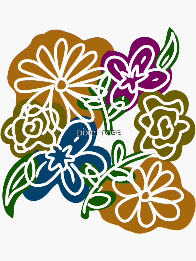 "Monotone Flowers" Sticker for Sale by pixel-rose | Redbubble