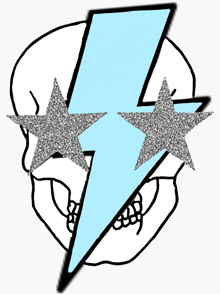 "Lightning Skull with Star Eyes" Sticker for Sale by sloanegriffiths ...