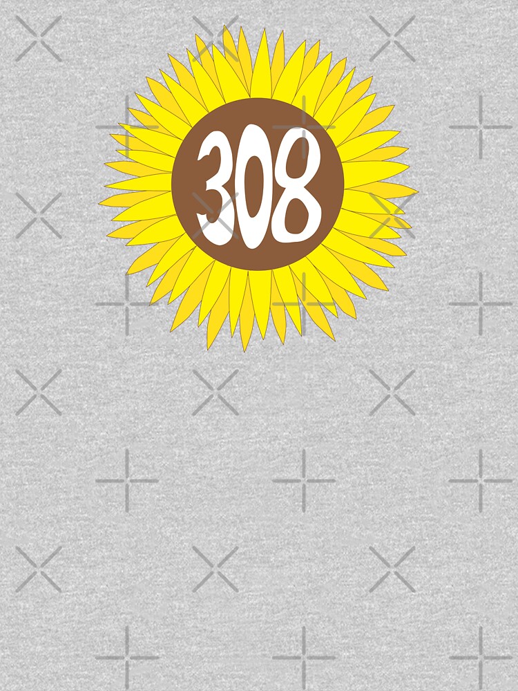"Hand Drawn Nebraska Sunflower 308 Area Code" T-shirt for Sale by ...