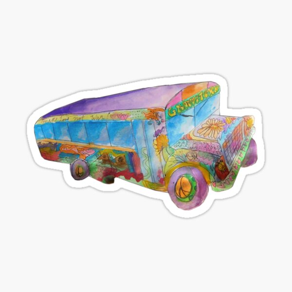 "Bus to Groovytown" Sticker by schuylergrace | Redbubble