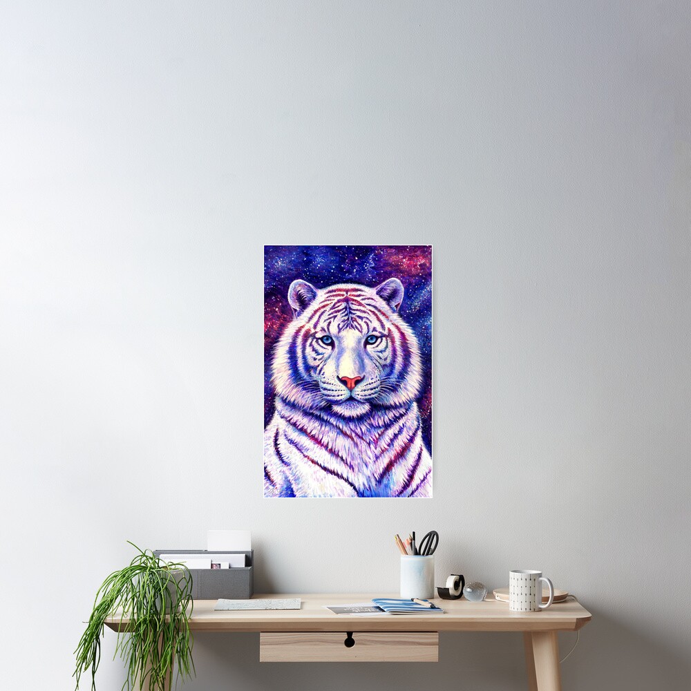 "Among the Stars - Cosmic White Tiger" Poster for Sale by lioncrusher ...