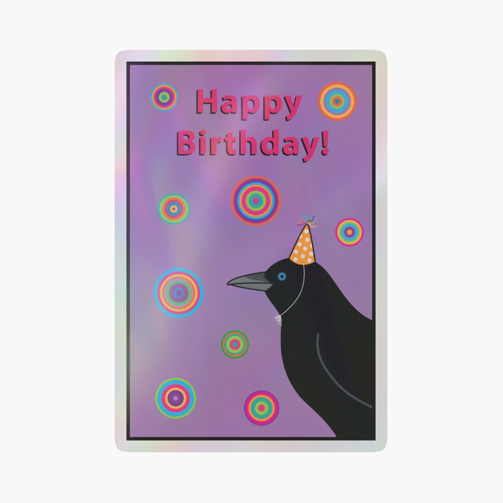 Happy Birthday Crow with Purple Background Art Print for Sale by dreamingdogs Redbubble