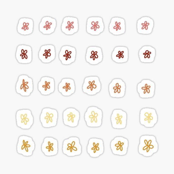 "mini flower daisy sticker pack red pink brown yellow warm aesthetic ...