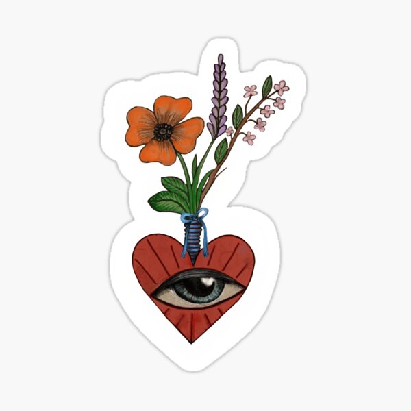 "Heart and flowers " Sticker for Sale by LilyRudd | Redbubble
