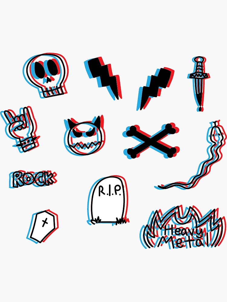 "3D metal doodles" Sticker by emwing14 | Redbubble