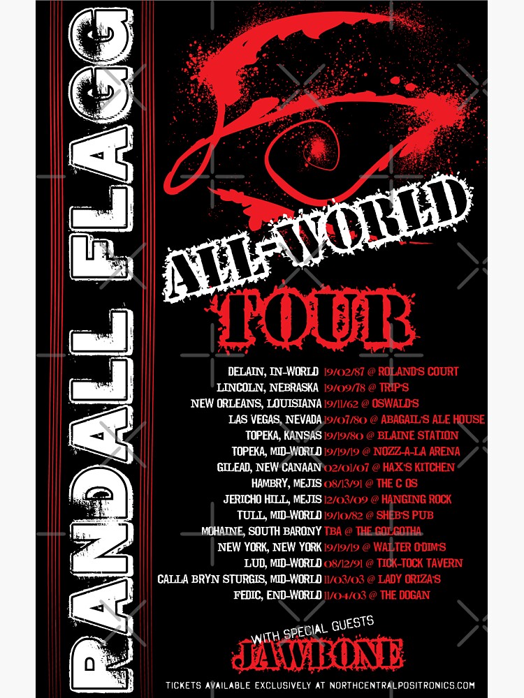 "Randall Flagg World Tour- 80s Metal/Rock Style" Sticker by ...