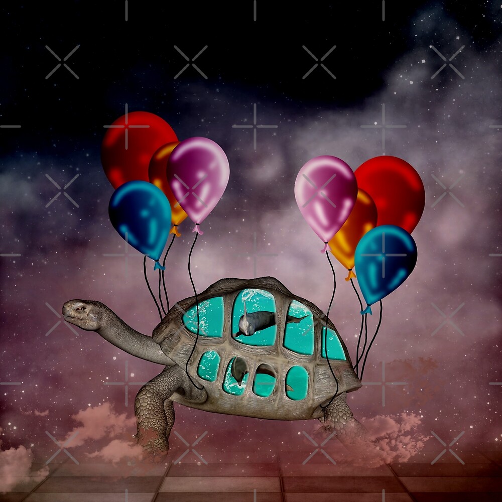 "The wonderful funny turtle with dolphins" by nicky2342 | Redbubble