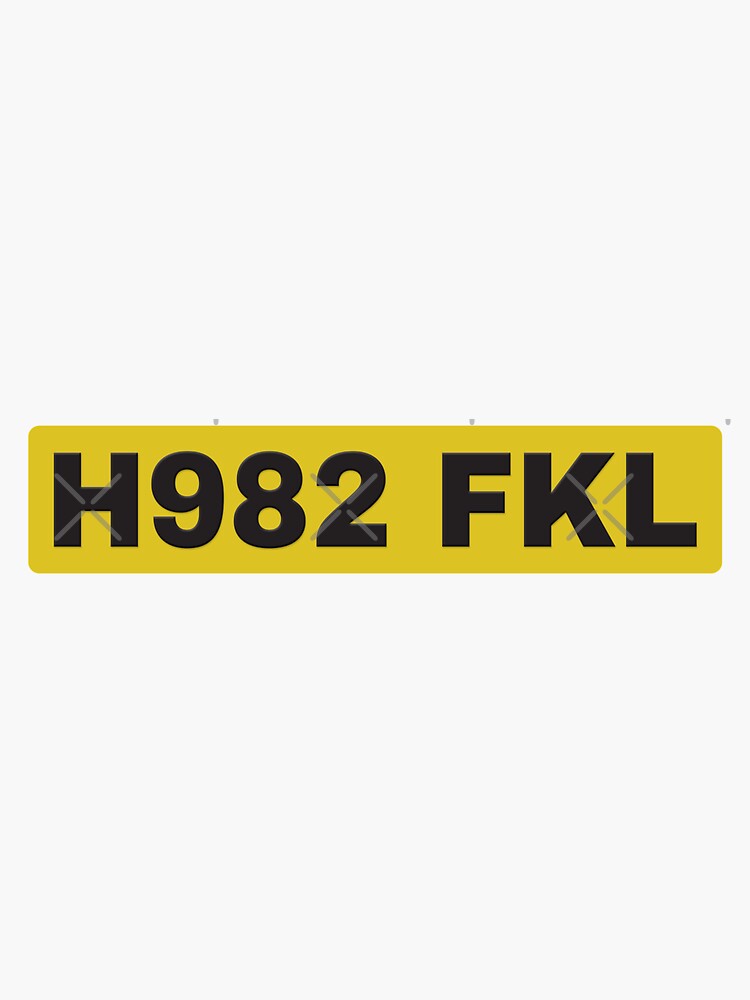 "H982 FKL License plate" Sticker by ApexFibers | Redbubble