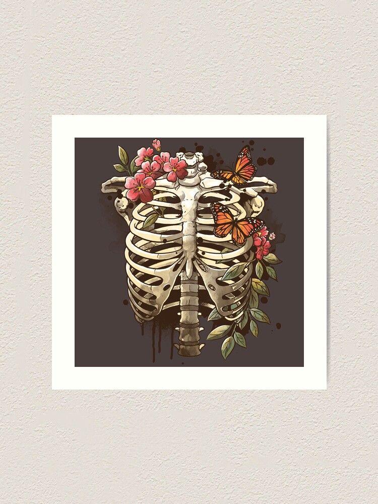 "Spring skeleton rib cage watercolor" Art Print by NemiMakeit | Redbubble