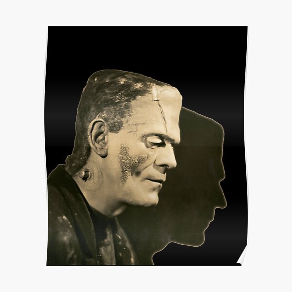 "Vintage Frankenstein Shadow (side profile) Vintage Horror Movie Poster ...